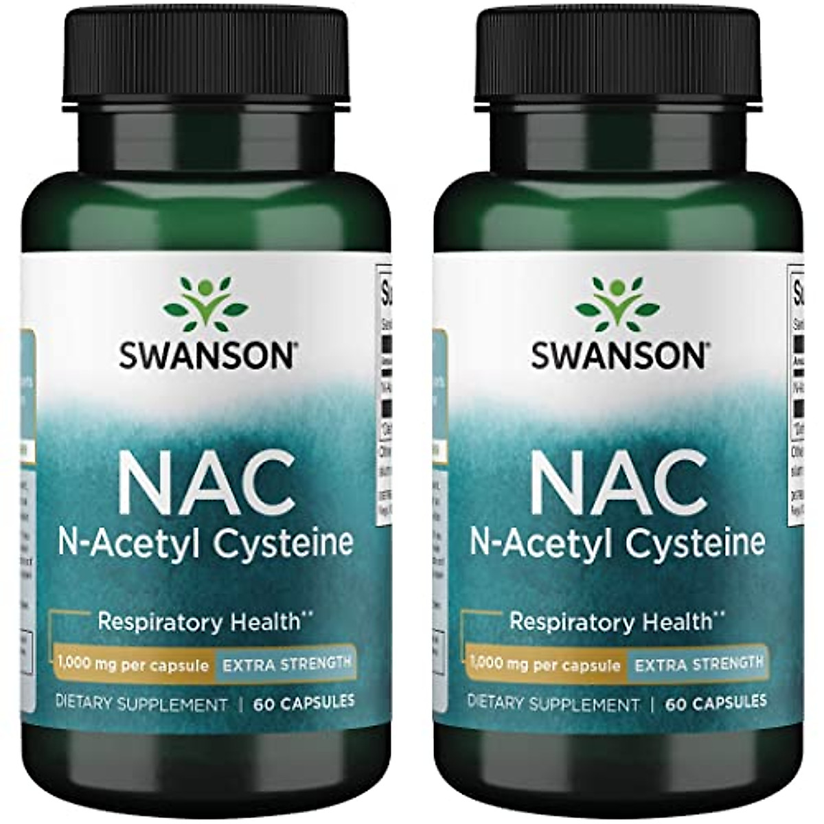 Swanson NAC N-Acetyl Cysteine - Antioxidant Anti-Aging Respiratory Liver Support - Amino Acid Supplement 1000 mg 60 Capsules (2 Pack)