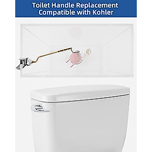 Hibbent Toilet Handle Replacement, Side Mount Tank Flush Lever Handle Compatible with Kohler Toilet Tank, Toilet Trip Lever with Stainless Steel Flapper Chains, Toilet Repair Handle, Chrome