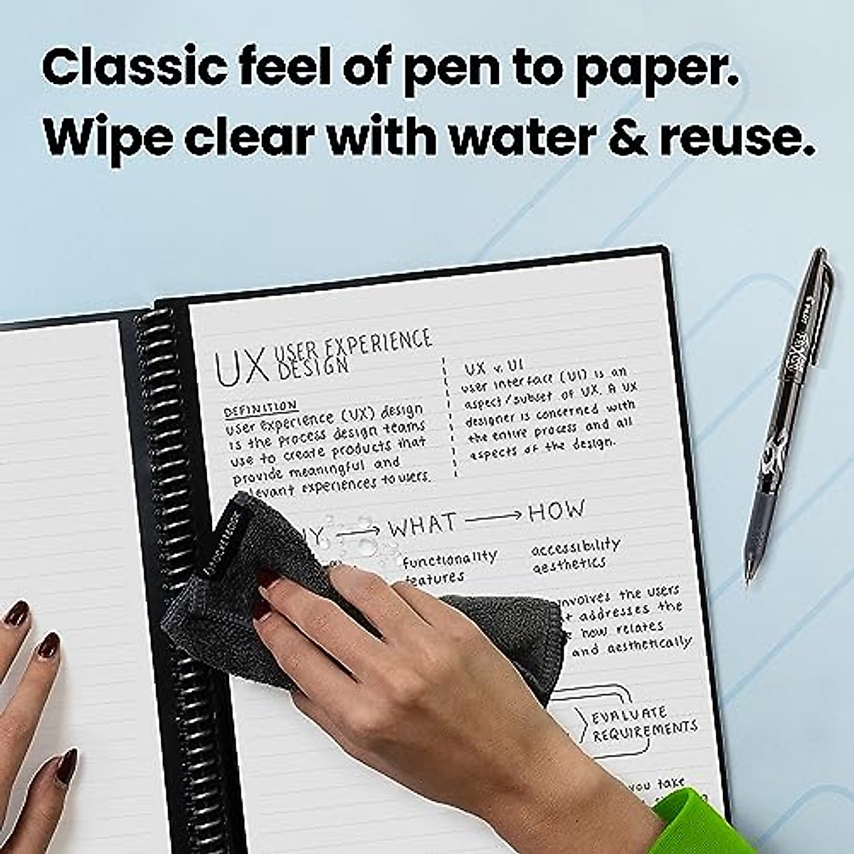 Rocketbook Core Reusable Smart Notebook | Innovative, Eco-Friendly, Digitally Connected Notebook with Cloud Sharing Capabilities | Lined, 8.5" x 11", 36 Pg, Neptune Teal, with Pen, Cloth, and App Included (Pack of 32)