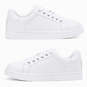 Vepose Women's 8003 Fashion Lace Up Comfortable Casual Tennis Sneakers,White,Size 8M US(CJY8003 White 08)