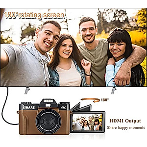 Digital Camera for Photography,Vlogging Camera for YouTube with WiFi 180° Flip Screen,16X Digital Zoom,Digital Camera for Kids and Adults with One Batteries,Wide-Angle Lens and 32GB Micro Card