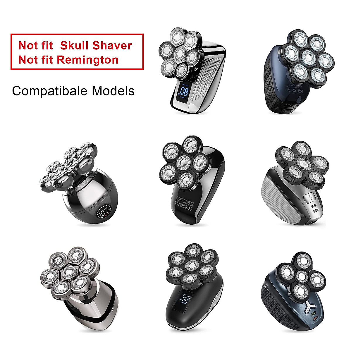 UPTARD 7D Blade Replacement Heads, Shaver Replacement Blades, Head Shavers for Bald Men, Shaver Head Replacement, Stainless Steel Rotary Blades for Electric Head Razor