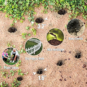 Auger Drill Bit Set(2 PCS  3.2"D x12"L&1.6"D x9"L) Garden Spiral Drill Bit Auger Post Hole Digger for Planting Bulb Flower, Tulips, Iris, Post Umbrella Hole Digger for 3/8” Hex Drive Drill Bulb Planter, Digging Weeds Roots