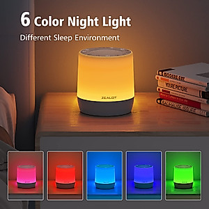 White Noise Machine, ZEALOT Sleep Sound Machine with 20 Soothing Sounds, 6 Colors Night Light, 4 Timers Adjustable for Babies Sleep, 3-in-1 Bluetooth Speaker for Adult, Kids, Babies