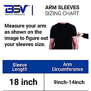 BSV Kevlar Cut, Scratch, Stab, Bite, Heat Resistant Mechanic Arm Protection Sleeves with Finger Opening -Unisex- 18 Inches, Black,1 Pair