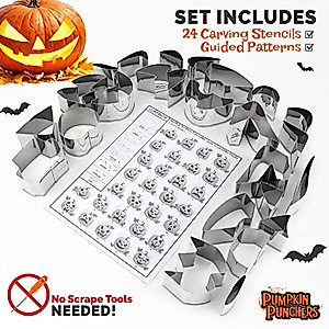 Pumpkin Punchers Pumpkin carving kit for kids | Pumpkin carving tools | Pumpkin carving stencils | Pumpkin carver kit | safe pumpkin tools (24 pieces)