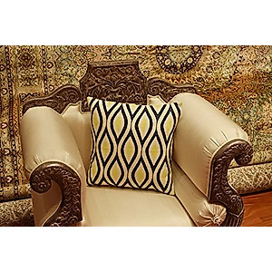 Kashmir Designs Gray Yellow Modern Pillow Cover | Contemporary Pillow for Couch | Abstract Throw Pillows | Modern Outdoor Pillows | Modern Farmhouse Chair Cushion | Hand Embroidered Wool | Size -18x18