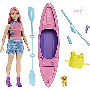 Barbie It Takes Two Doll & Accessories, Playset with Kayak, Puppy & Accessories, Daisy Doll with Curvy Body & Pink Hair
