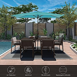 MONDAWE Outdoor Patio Umbrella 10 x 6.5 FT Rectangular Market Umbrella with Tilt and Crank Aluminum Commercial Table Umbrella for Pool Backyard Balcony