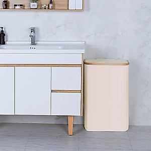 Merkisa Slim Laundry Basket,Tall laundry Hamper with Lid,60L Hamper for Laundry,Dirty Cloth Hamper with Bamboo Handle for Toys,Towels, Clothes Organizing,Beige