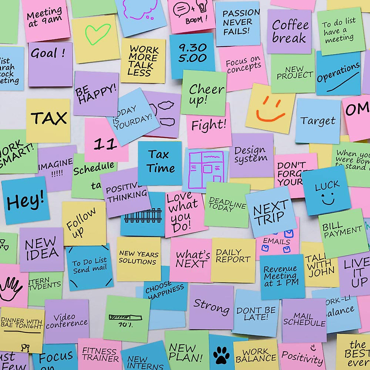 MyLifeUNIT Sticky Notes 3x3, Bulk Pack 54 Note Pads 5400 Sheets for Daily Reminder, Self-Stick Notes with 6 Assorted Colors