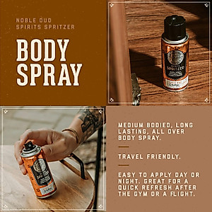18.21 Man Made Men’s Spirits Spritzer Noble Oud, 3.4 oz. - Long-Lasting All Over Body Spray with Masculine Aromatics - Gifts for Him