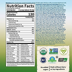 Garden of Life Vegan Protein Powder - Raw Organic Meal Replacement Shakes - Vanilla - Pea Protein, Greens and Probiotics for Women and Men, 14 Servings, 1.07 Pound (Pack of 1)