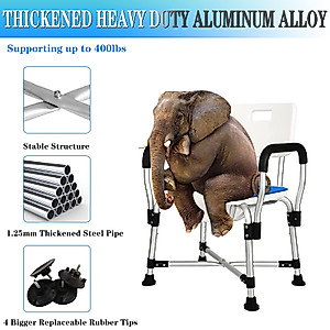 Cremicle Shower Chair with Arms and Back - Heavy Duty 500 lbs U-Shaped Handicap Shower Chair, Wide for Elderly and Disabled, Ideal for Bathtub Use