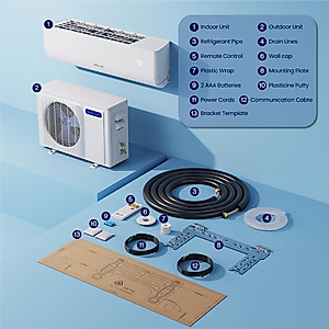 DELLA Motto Series 12000 BTU Wifi Enabled Mini Split 20 SEER2 Cools Up to 550 Sq.Ft, 110-120V, Works with Alexa, Air Conditioner & Heater with 1 Ton Pre-Charged Heat Pump (R32 Refrigerant)