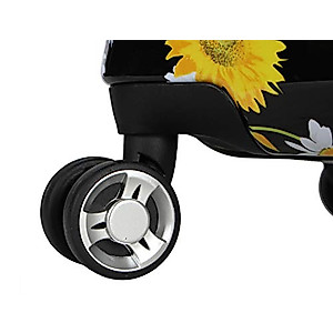 Betsey Johnson 30 Inch Checked Luggage Collection - Expandable Scratch Resistant (ABS + PC) Hardside Suitcase - Designer Lightweight Bag with 8-Rolling Spinner Wheels (Sunflower)