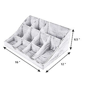 Vencer Wooden Coffee Station Organizer with 10 Compartment Condiment Holder,Farmhouse Coffee and Tea Bar Decor for Home,VTO-020