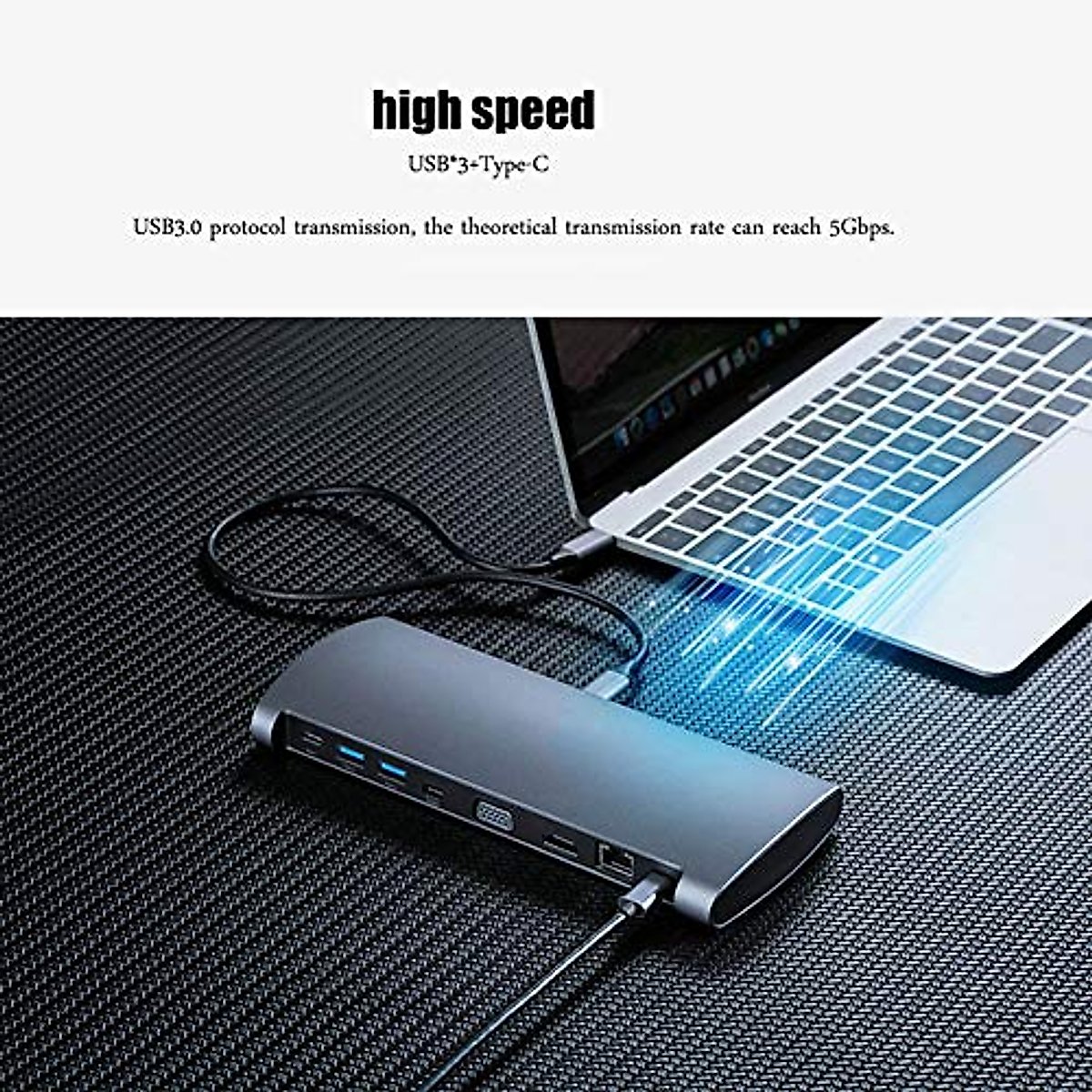 XUNMAIFHB Portable Docking Station, Typec Docking Station hdmi line Expansion USB Adapter USB3.0, HDMI, USB3.0 Type-C, TF&SD, VGA, DP, RJ45, 3.5mm Audio Microphone Fast Transmission