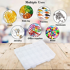 2 Pack 18 Grids Clear Plastic Organizer Box Storage Container with Adjustable Dividers for Washi Tape,Jewelry,Beads Art DIY Crafts, Fishing Tackles,Screws