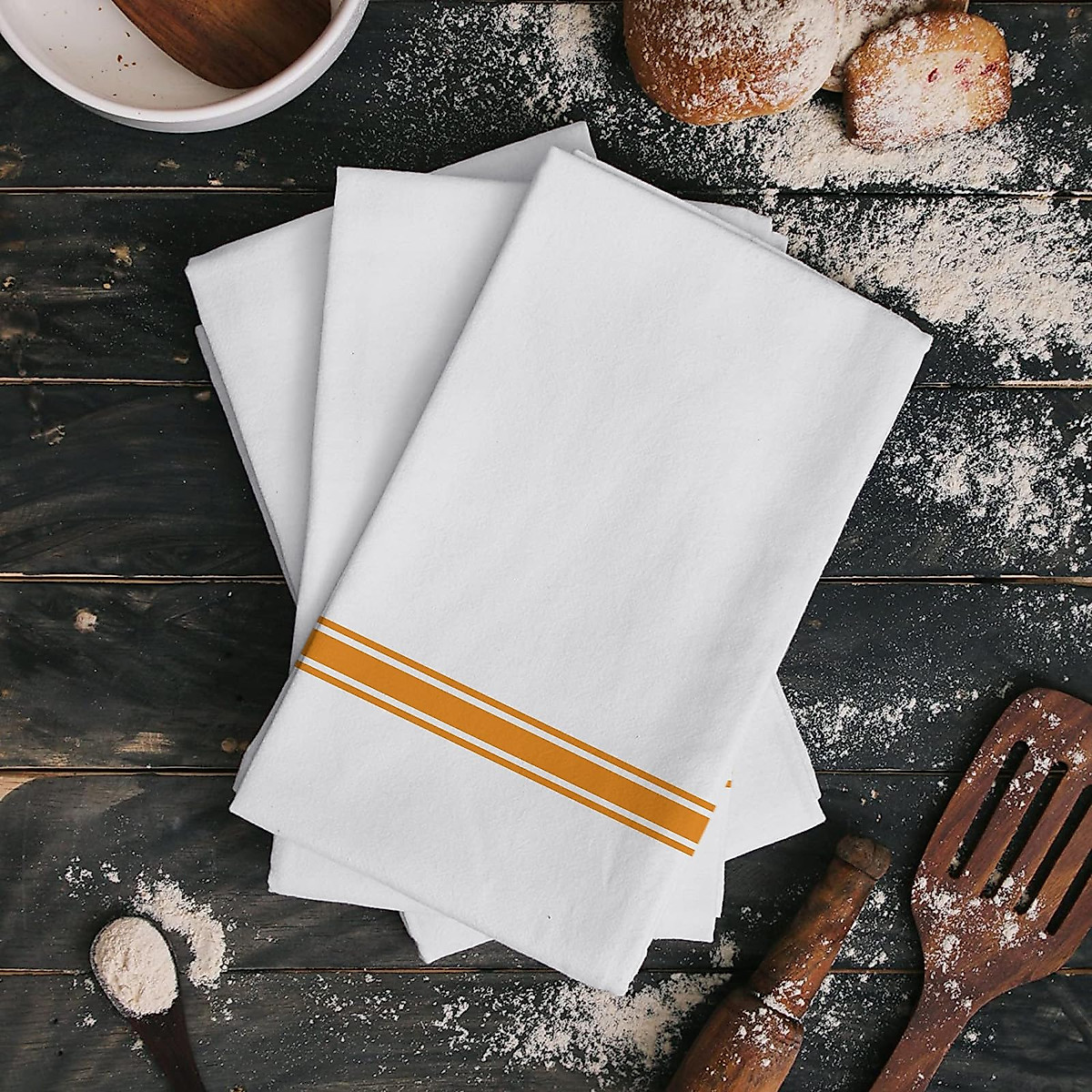 ZOE GARDEN Thanksgiving Pumpkin Kitchen Towels,Absorbent Microfiber Kitchen Dish Hand Tea Bath Towel,Quick Dry Cleaning Cloth Dishclothes Decorative Sets, Fall Eucalyptus Stripes (2-PC, 18x28)