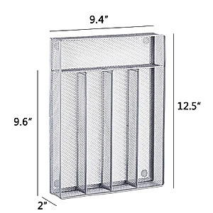 COSWE Silverware Tray for Drawer, Silverware Organizer, Metal Drawer Organizer Kitchen Utensils with Foam Feet Multi Compartments Cutlery Organizer in Drawer