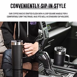 Life's Easy 20oz Stainless Steel Mug w/Handle - Double Wall Insulated Travel Tumbler w/Flip Lid - Leak Proof Tumbler - Thermal Cup for Coffee, Tea, Water & More - Keep Hot & Cold Drinks (Black)