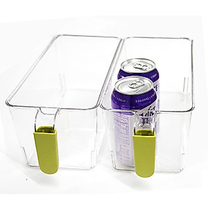 SERENITA Clear food storage bins with handle, refrigerator organizer containers, canister sets for kitchen counter, BPA Free