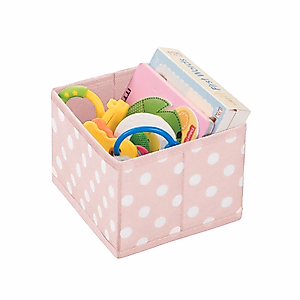 mDesign Soft Fabric Polka Dot Dresser Drawer and Closet Storage Organizer, Bin for Child/Kids Room, Nursery, Playroom, Bedroom, 12 Pack - Pink/White
