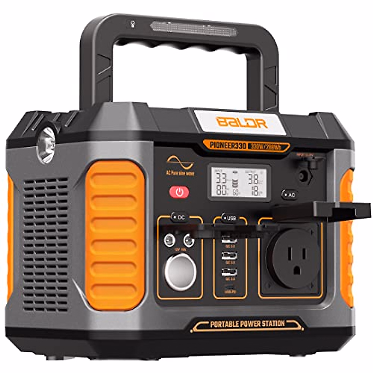 BALDR Portable Power Station 330W, 288Wh Emergency Backup Lithium Battery Solar Generator, Perfect CPAP Power Supply with Pure Sine Wave Inverter for Outdoors RV Camping Travel Home Emergency Use
