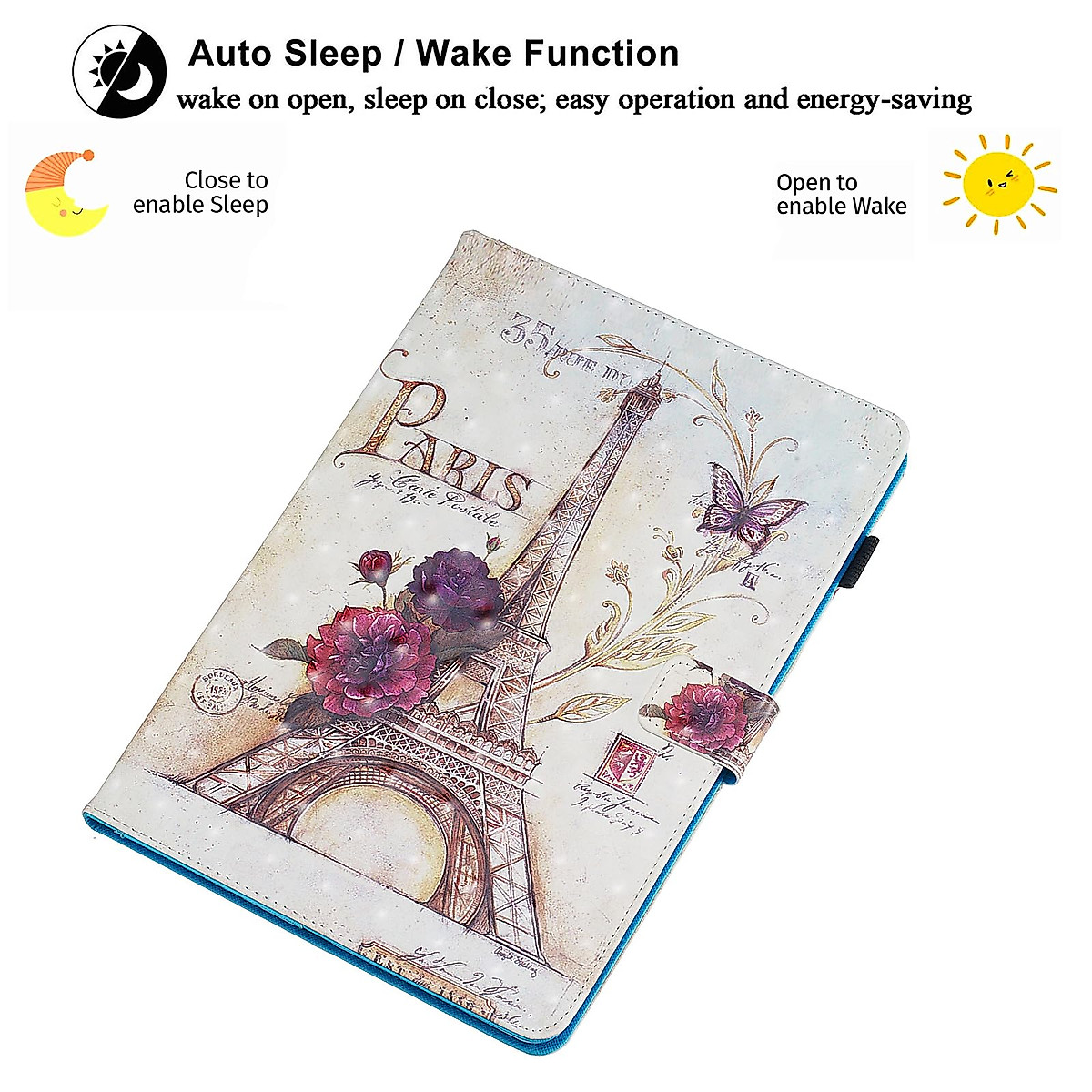 UUcovers iPad 10.2 inch Case 9th/8th/7th Generation (2021/2020/ 2019) & iPad Air 3 (10.5") 2019/iPad Pro 10.5" 2017 with Pencil Holder [Auto Wake/Sleep] Stand Smart PU Leather Folio Cover,Paris Tower