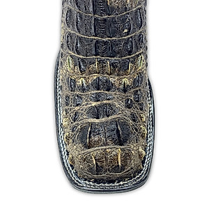 Vaccari Men's Alexander Genuine Natural Alligator Head Cut Broad Square Toe Western Cowboy Boots - 10 D