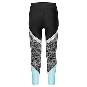 TiaoBug Kids Girls Athletic Leggings Yoga Pants Stretch Full Length Leggings Tights for Gymnastics Ballet Dance Light Blue 10 Years