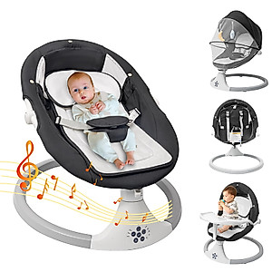 Baby Swings for Infants, Portable Baby Swing, Bluetooth Infant Swing with Intelligent Auto-Sensing,3 Seat Positions and 5 Speeds, Electric Infant Swings for Newborns Include 5 Point Harness Belt