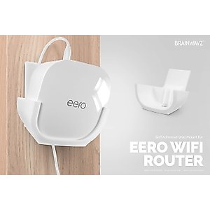 Screwless Wall Mount for Eero Mesh WiFi Holder, Tilted for Max Reception, Custom Design (NOT Compatible with Eero 6/Pro 6/Beacon), Strong VHB Adhesive, No Tools, No Mess, White by Brainwavz