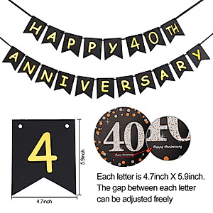 40th Anniversary Decorations Kit - 16Pcs - Including 1Pcs Happy 40th Anniversary Banner, 9Pcs Sparkling 40 Hanging Swirl, 6Pcs Poms - 40th Wedding Anniversary Party Decorations Supplies