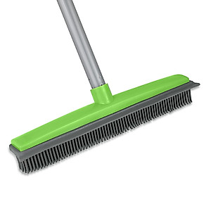 Rubber Broom Pet Hair Remover, Silicone Brooms for Floor Cleaning, Tile, Windows, Carpet Squeegee with Telescoping Handle, Extends from 31 inch to 58 inch, Perfect for Sweep, Scrap