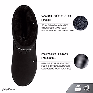 JUICY COUTURE Women's Kave Slip On Winter Boots Warm Winter Booties Black 10