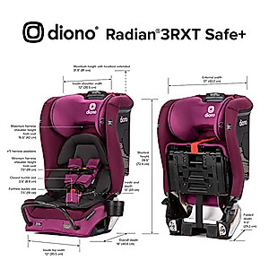 Diono Radian 3RXT SafePlus, 4-in-1 Convertible Car Seat, Rear and Forward Facing, SafePlus Engineering, 3 Stage Infant Protection, 10 Years 1 Car Seat, Slim Fit 3 Across, Purple Plum