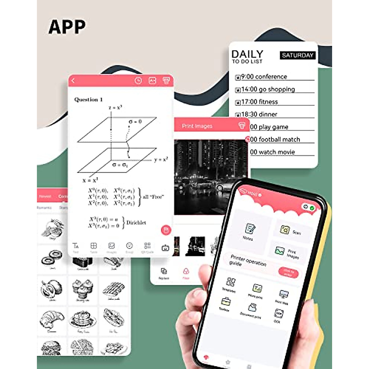 Phomemo M04S Portable Thermal Printer Sticky Note Printer, Bluetooth Label Printer, Support 2/3/4 inch Printing Width, 300 dpi,Compatible with iOS + Android, Suitable for Labels, Notes, documents