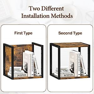 QIALINO Storage Cube with Wheels Can be Connected in Pairs, Single Storage Shelve Suitable for Closet Shelves, Corner Shelf, Bookcase, Display Shelf (Rustic Brown, 10.39 * 10.39"-2 Boards)