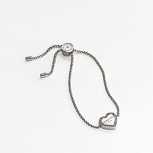 Michael Kors Women's Logo Heart Silver-Tone Stainless Steel Slider Bracelet (Model: MKJ5390040)