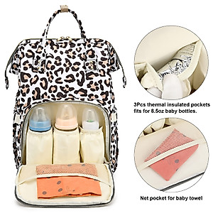 Yusudan Leopard Diaper Bag Backpack for Baby Boys Girls, Waterproof Large Nappy Bags for Mom & Dad