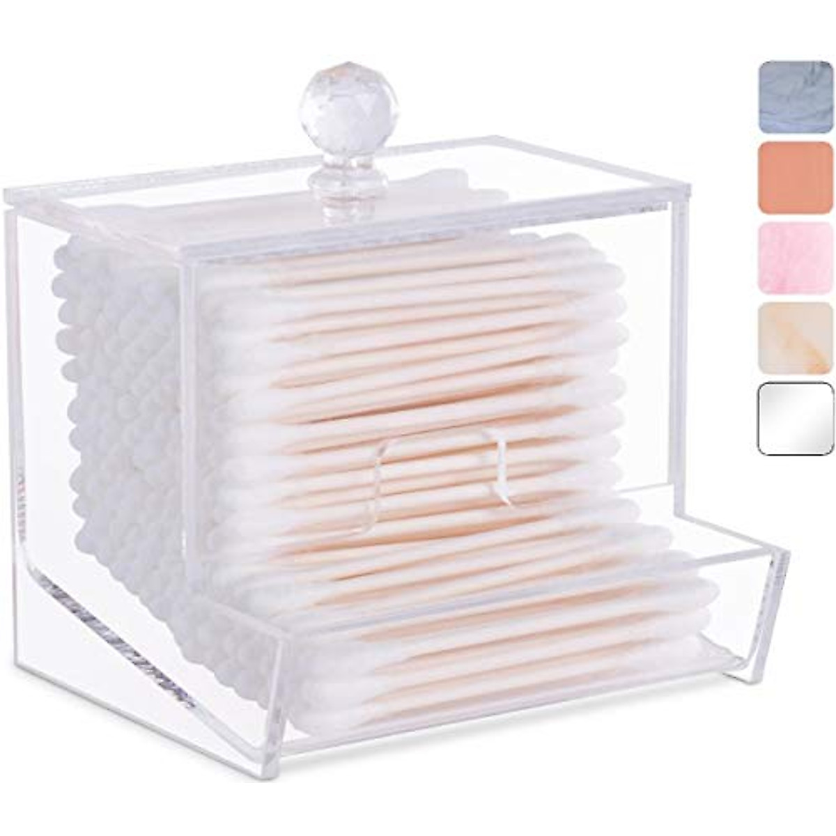 Acrylic Qtip Holder for Qtip Brand Cotton Swabs, Qtip Dispenser, Modern Bathroom Decor, Cotton Swab Holder, Cotton Swab Dispenser, Bathroom Organizer Countertop Bathroom Storage Vanity (Clear)