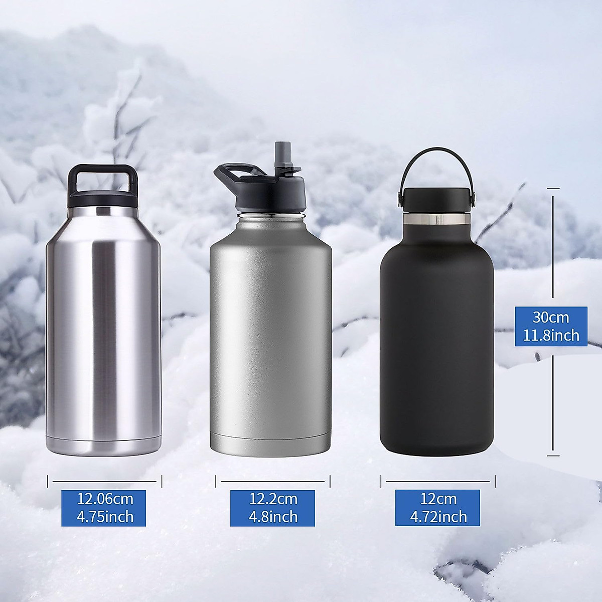 AJLTPA Half Gallon Water Bottle Sleeve with Strap and 2 Pockets, 64 oz Water Bottle Sleeve Carrier Compatible with Yeti & RTIC Half Gallon Jugs, 64oz Hydro Flask (Floral Sugar Skull)