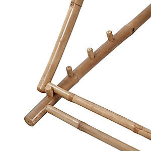 FAMIROSA Folding Beach Chair Backrest Adjustable Patio Bamboo Deck Chaise Lounge Chair Canvas Seat Sun Lounger Poolside Balcony Backyard Garden