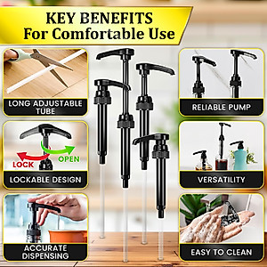 Black Pump Coffee Syrup Pumps - 4 Pcs Coffee Creamer Pump Dispenser Milk Pump for Gallon Black Cherry Juice Bottle Pumps Soda Can Pump - Ketchup Can Pump Half Gallon Pump Squirt Bottle Pump Reluen