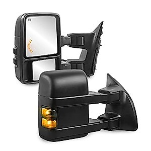 MOSTPLUS Towing Mirror Compatible with 2008 2009 2010 2011 2012 2013 2014 2015 2016 Ford F250 F350 F450 F550 Super Duty Power Heated Mirror w/Led Turn Light (Set of 2)