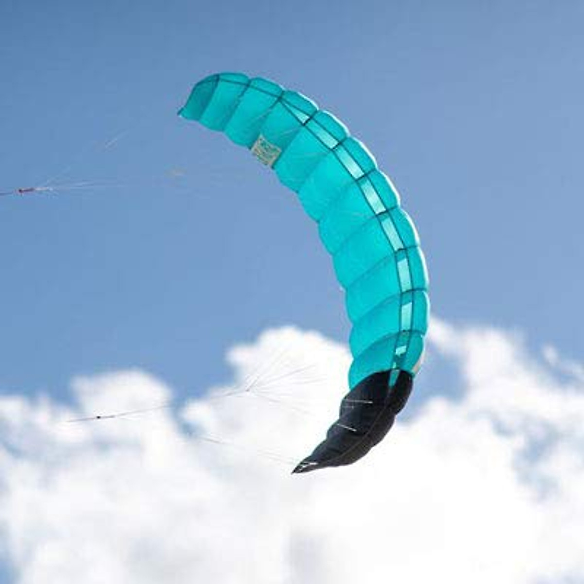 Peter Lynn Hype TR Foil Power 2-Line Control Bar Kiteboarding Trainer Kite w Leash Bundled with WindBone Kiteboarding Lifestyle Decals & Key Fob (2.4M Aqua/Black)