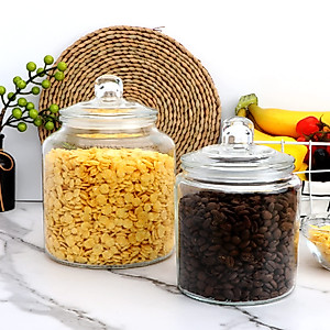 Salzesfalls Glass Kitchen Jars, Food & Cookie Storage Containers,Glass Canisters with Airtight Lid for Pantry - Flour, Coffee, Cookies, Pasta, Candy （Set of 4）