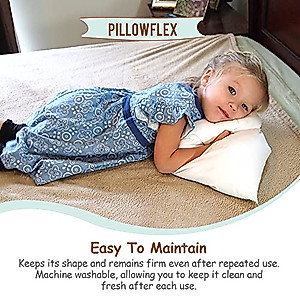 Pillowflex Sleep & Toddler Pillow (18x24 inches) - Soft Faux Synthetic Down Alternative Pillows Perfect for Toddlers, Bed Pillows for Sleeping Wedge with Neck Support and Allergy Free Kid's Pillows.